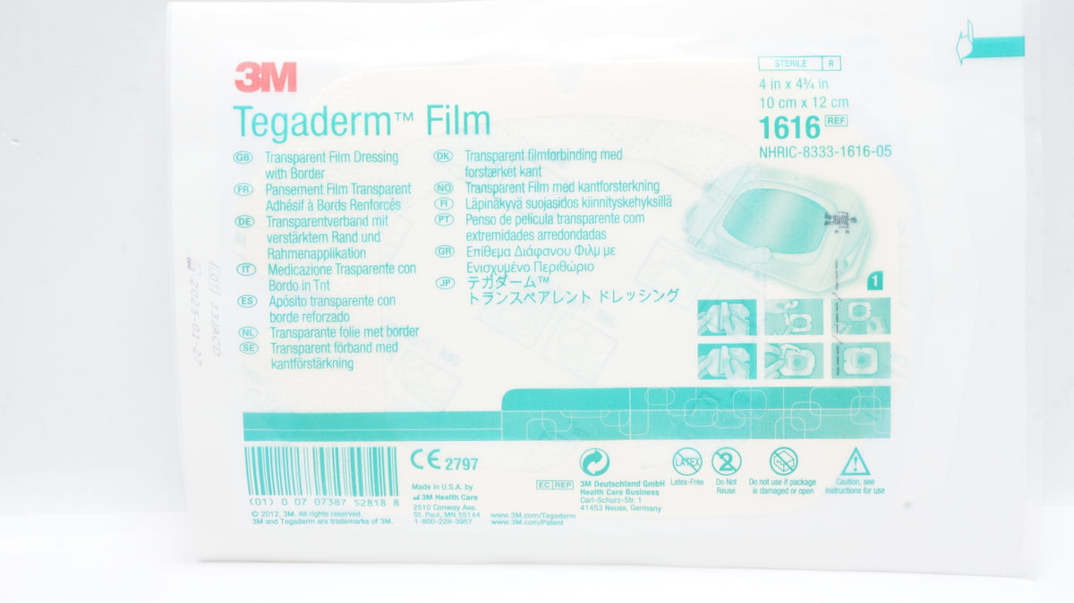3M 1616 Tegaderm Transparent Film Dressing With Border 4inch x 4-3/4in ...