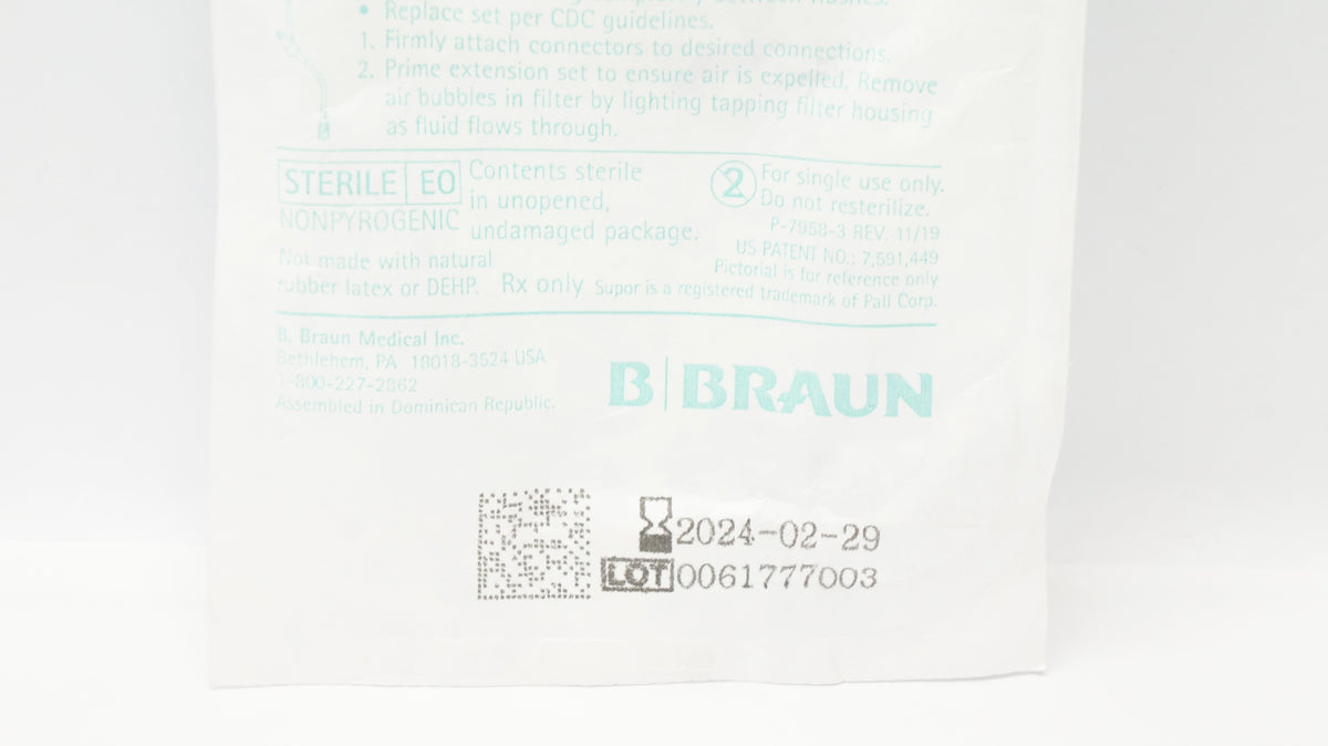 Braun 354221 Filtered Extension Set w/Female Luer Lock Connector 16inc ...