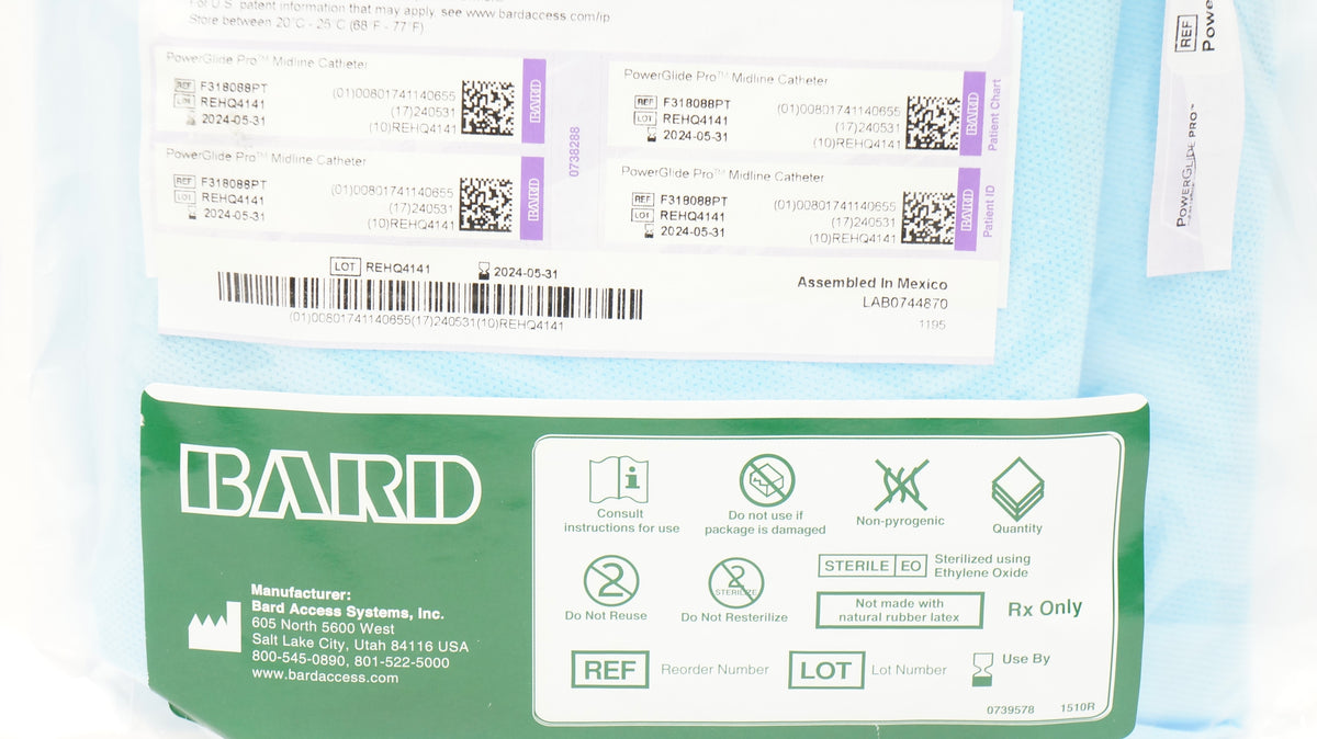 Bard F318088PT Power Glide Pro Midline Cath. 18G 8cm (x) – Imedicsales