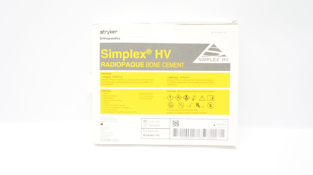 Stryker 6194-1-001 Simplex HV Radiopaque Bone Cement – Imedicsales