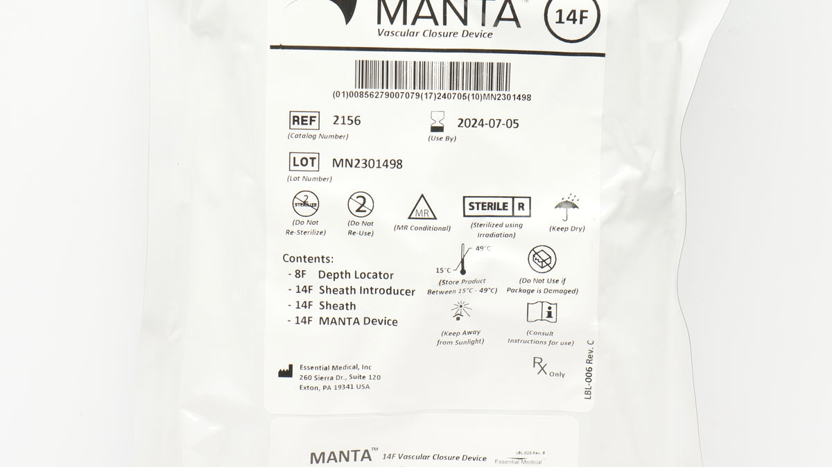 Essential Medical 2156 Manta Vascular Closure Device 14F (x) – Imedicsales