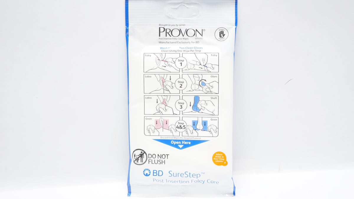BD DFC100 Provon Post Insertion Foley Care Wipes 7.9inch x 7.9inch (x ...