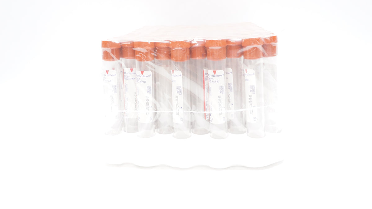 BD 367820 Vacutainer Serum Blood Collection Tubes 10.0mL 16 x 100mm -P ...