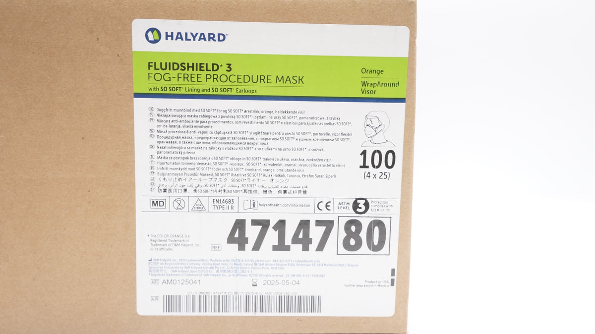 Halyard 47147 FLUIDSHIELD 3 Fog-Free Procedure Mask - Box of 100 ...