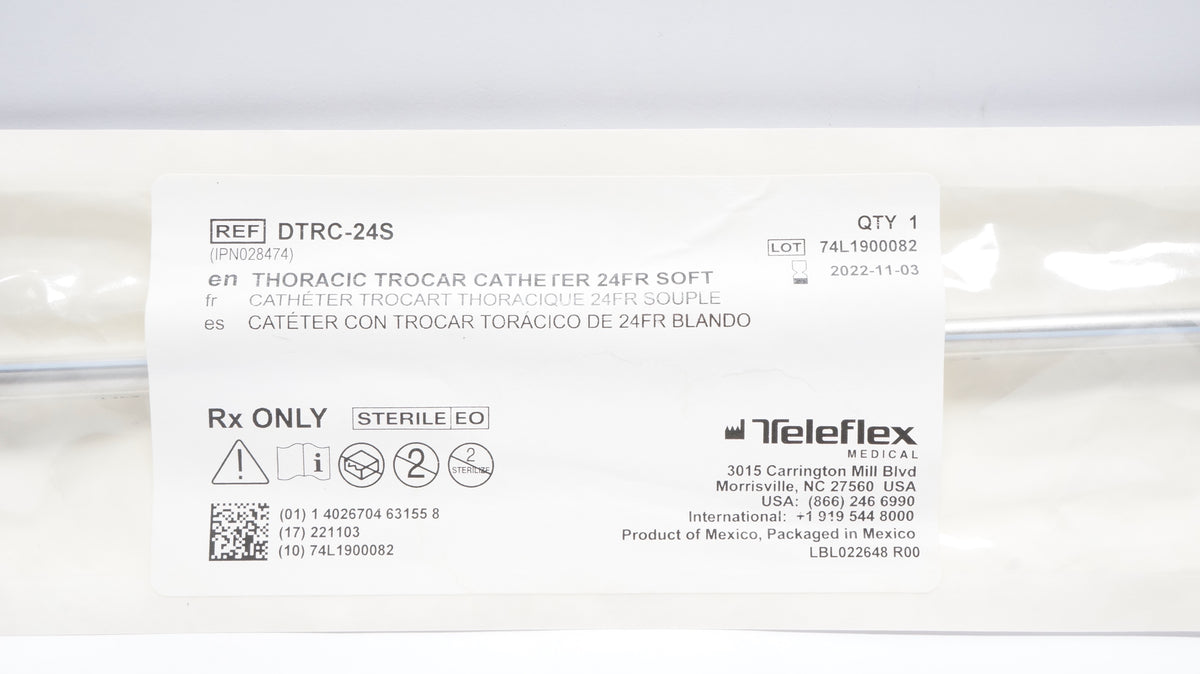 Teleflex DTRC-24S Thoracic Trocar Cath. Soft, 24 Fr (x) – Imedicsales