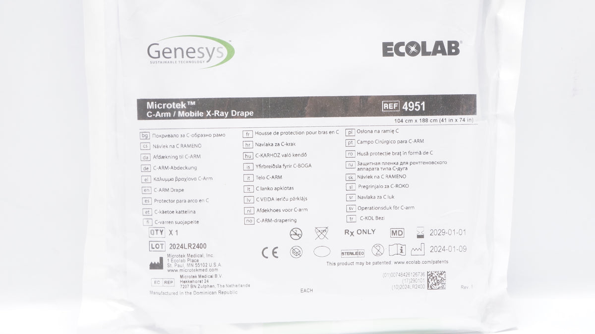 Microtek 4951 Genesys Ecolab C-Arm Mobile X-Ray Drape 41inch x 74inch ...