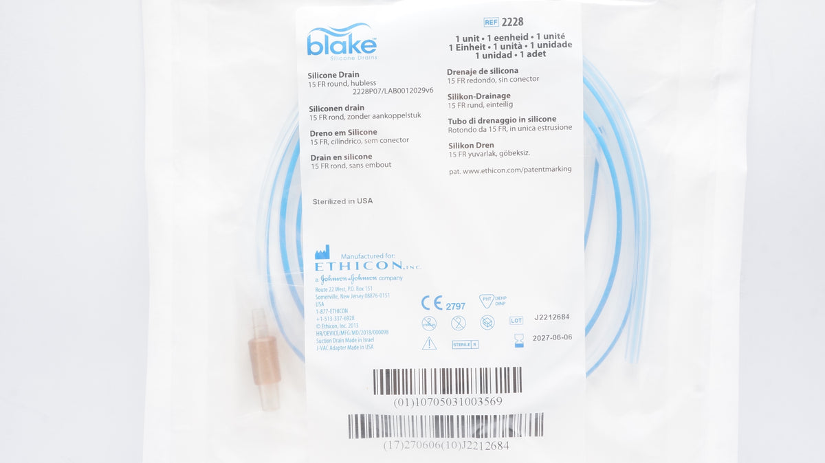 Ethicon 2228 Blake Round Hubless Silicone Drain, 15 Fr. – Imedicsales