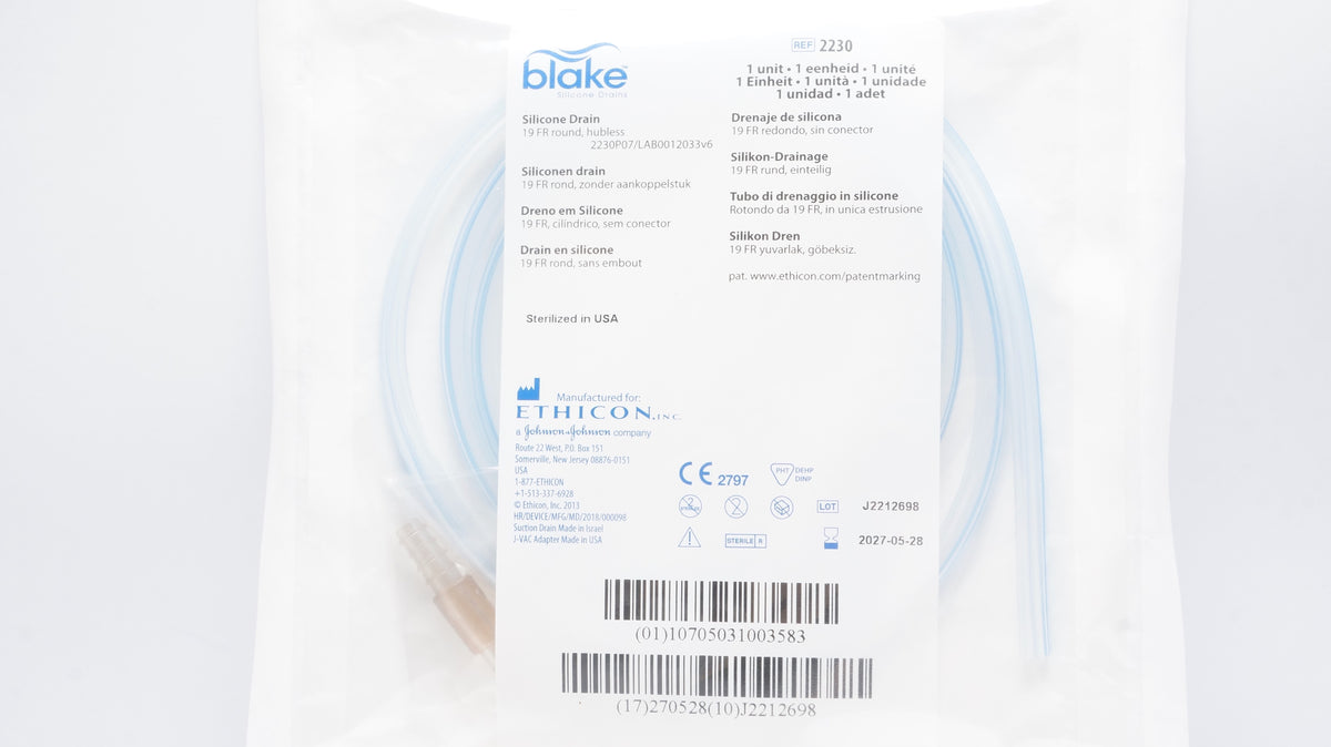 Ethicon 2230 Blake Round Hubless Silicone Drains 19 Fr. – Imedicsales