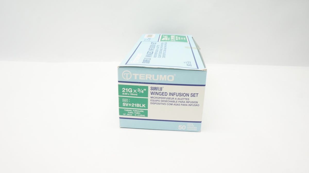 Terumo SV-21BLK Surflo Winged Infusion Set 21G x 3/4In - Box of 50 (x ...