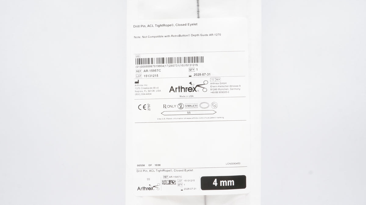 Arthrex AR-1595TC Drill Pin ACL TightRope Closed Eyelet – Imedicsales