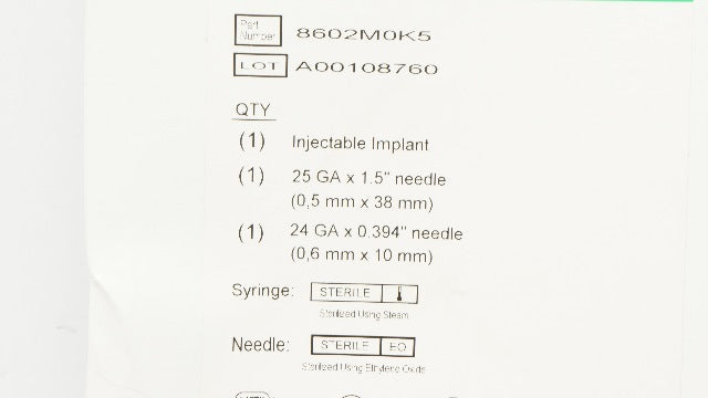 Merz 8602M0K5 Prolaryn Injectable Implant 1.0cc Gel, Ndle 25GA x 1.5in ...