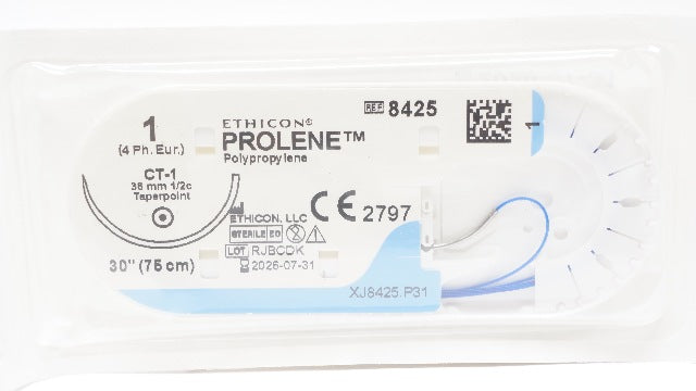 Ethicon 8425 1 Prolene Polypropylene Stre CT-1 36mm 1/2c Taperpoint, 3 ...