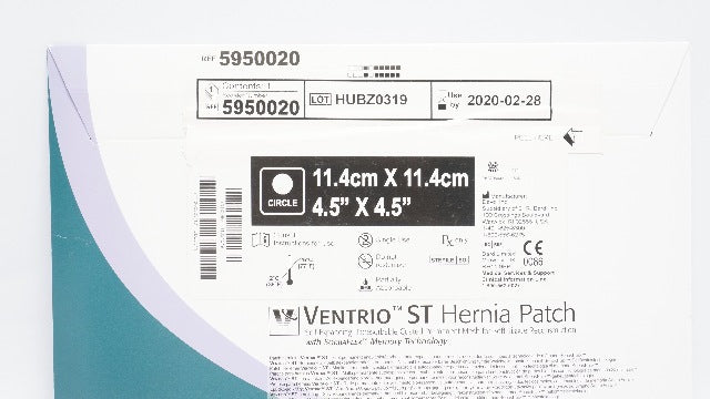 Bard 5950020 Ventrio ST Hernia Patch Bioresorbable Coated Mesh 4.5 x 4 ...