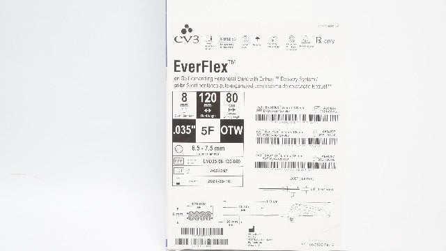 EV3 EV35-08-120-080 EverFLex Self-Expanding Peripheral Stent W/Entrust ...