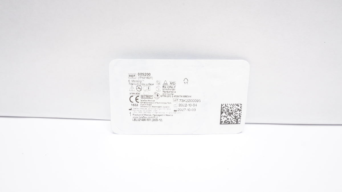 Teleflex 005200 6Microclip Titanium Clips with Adhesive Backing ...