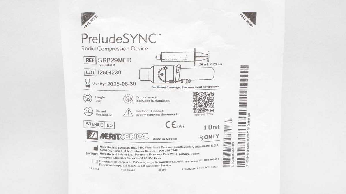Merit Medical SRB29MED PreludeSYNC Radial Compression Device20mL x 29c ...