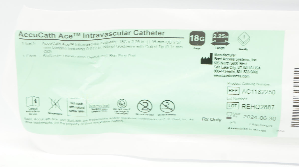 Bard AC1182250 AccuCath Ace Intravascular Catheter 18G (x) – Imedicsales