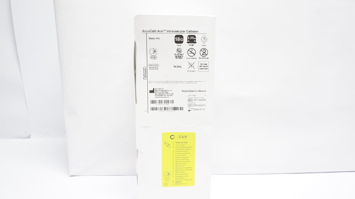 Bard AC1182250 AccuCath Ace Intravascular Catheter 18G (x) - Box of 9 ...