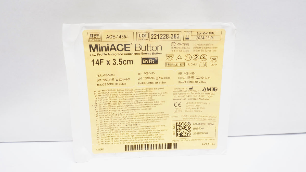 AMT ACE-1435-I MiniACE Button Low Profile Enema Button 14F x 3.5cm (x ...