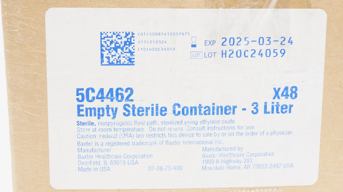 Baxter 5C4462 Empty Sterile Container -3 Liter - Box of 48 (x ...