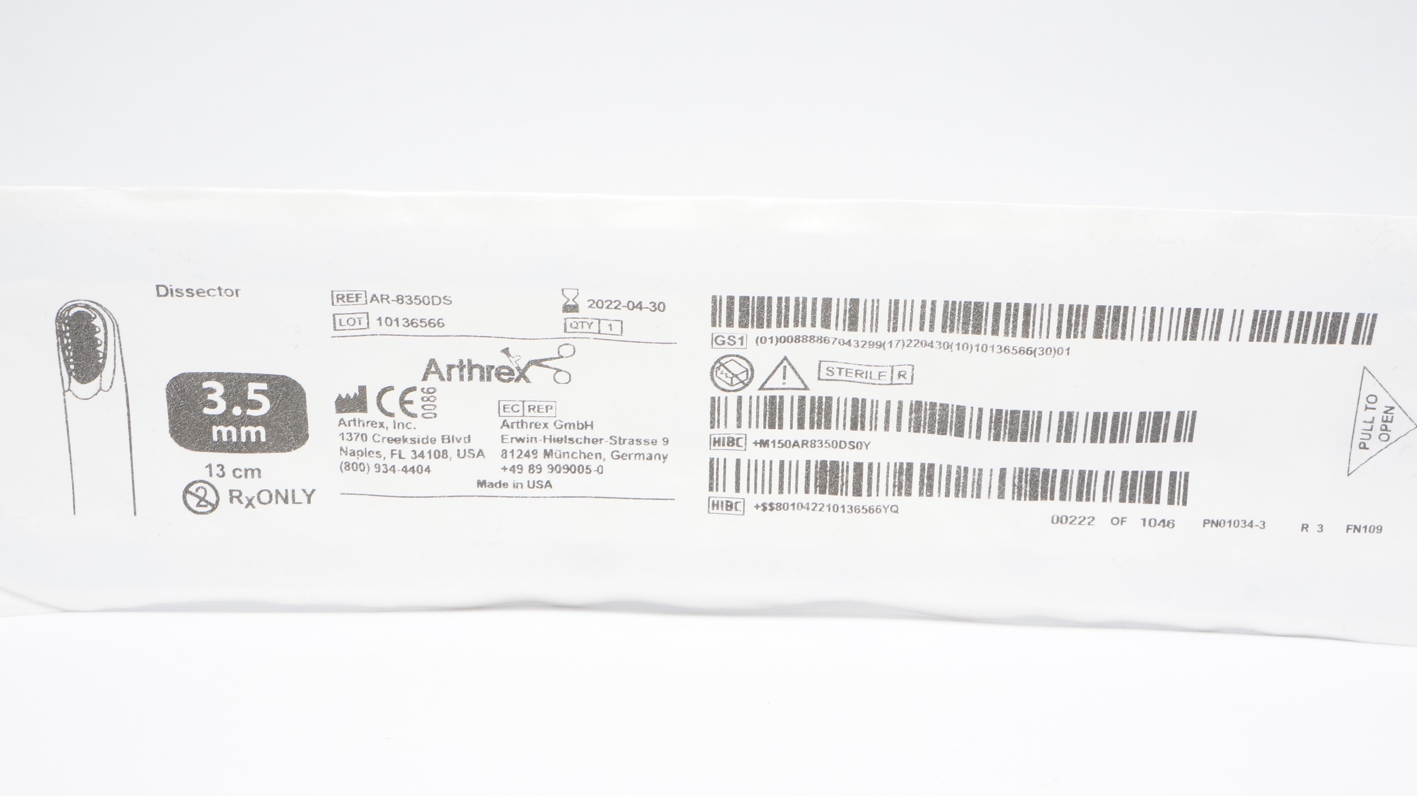 Arthrex AR-8350DS Dissector 3.5mm x 13cm (x) – Imedicsales