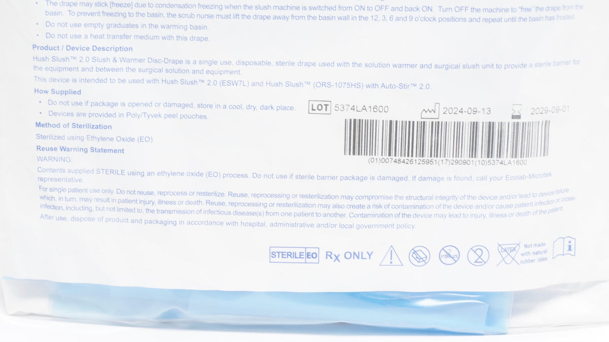 Microtek ESD340 Ecolab Hush Slush 2.0 Slush & Warmer Disc-Drape 44In x ...