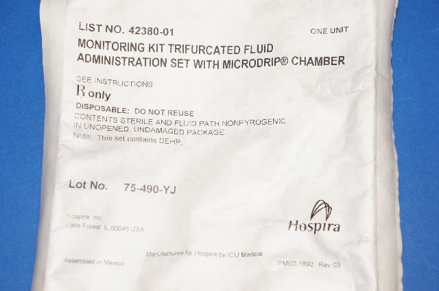 Hospira 42380-01 Monitoring Kit Trifurcated Fluid Administration Set ...