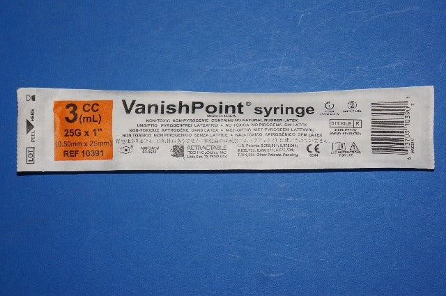 Retractable 10391 Vanish Point Syringe 3mL 25G x 1 – Imedicsales