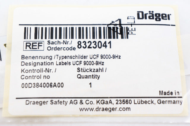 Dräger 8323041 Typenschilder Labels UCF 9000-9HZ – Imedicsales