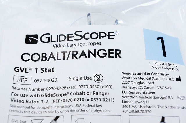GlideScope 0574-0026 Video Laryngoscopes COBALT/RANGER GVL 1 Stat (x ...