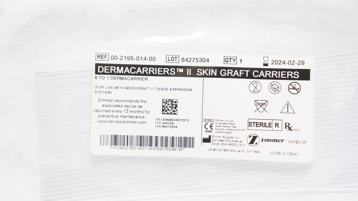 Zimmer 00-2195-014-00 Dermacarriers II Skin Graft Carriers 6 to1 Derma ...
