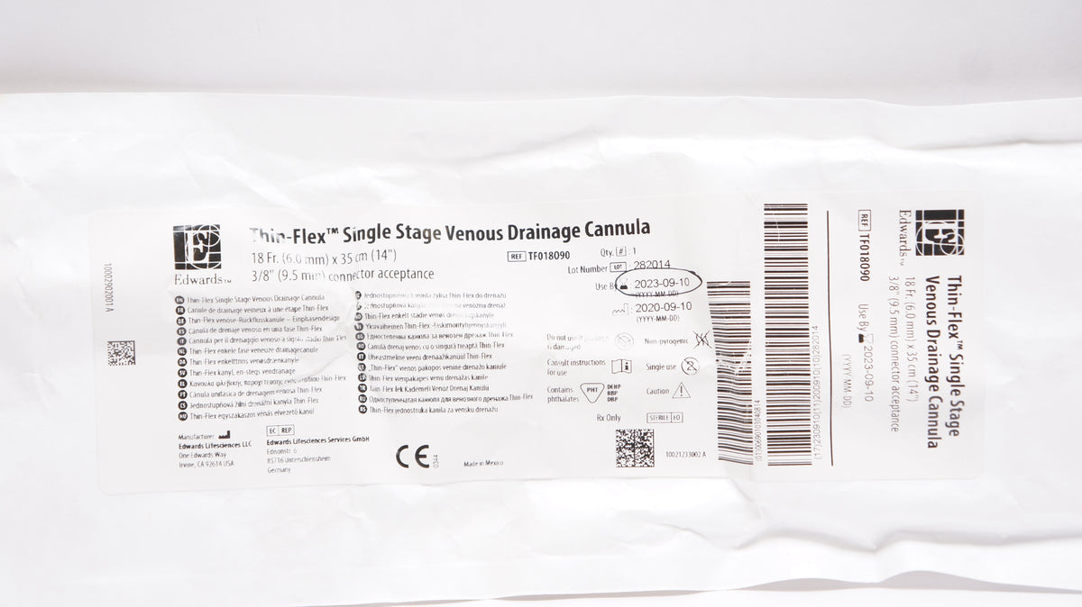 Edwards Lifesciences TF018090 Thin-Flex Venous Drainage Cannula 18Fr x ...