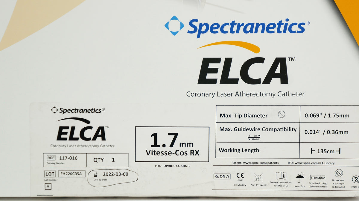 Spectranetics 117-016 ELCA Coronary Laser Atherectomy Cath.1.7mm (x ...