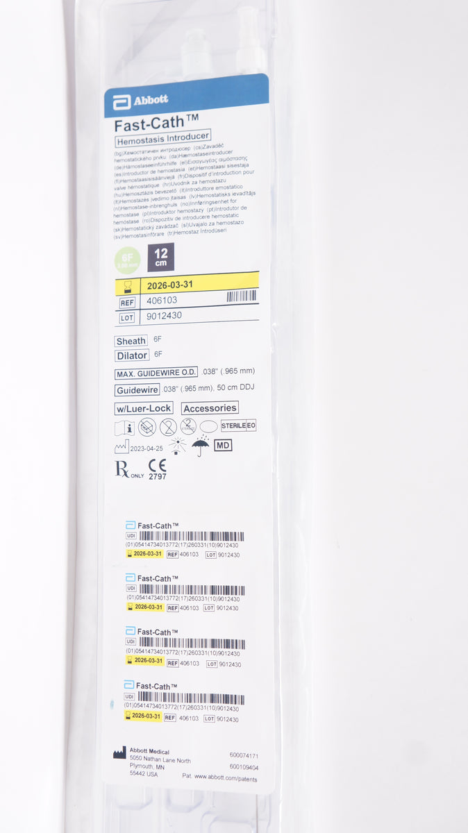 Abbott 406103 Fast-Cath Hemostasis Introducer 6F x 12cm – Imedicsales