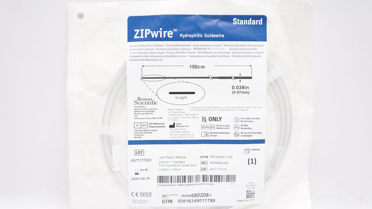 Boston Scientific 680208 ZIPwire Hydrophilic Guidewire, Straight Tip ...