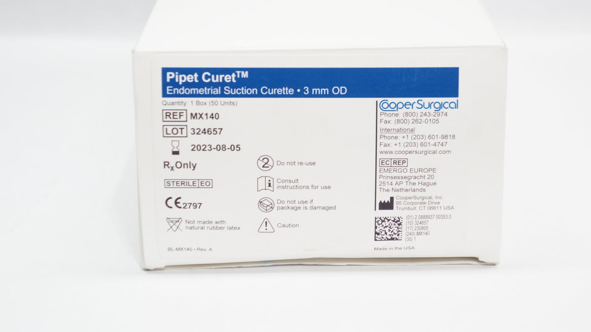 Cooper Surgical MX140 Pipet Curet Endometrial Suction Curette 3mm (x ...