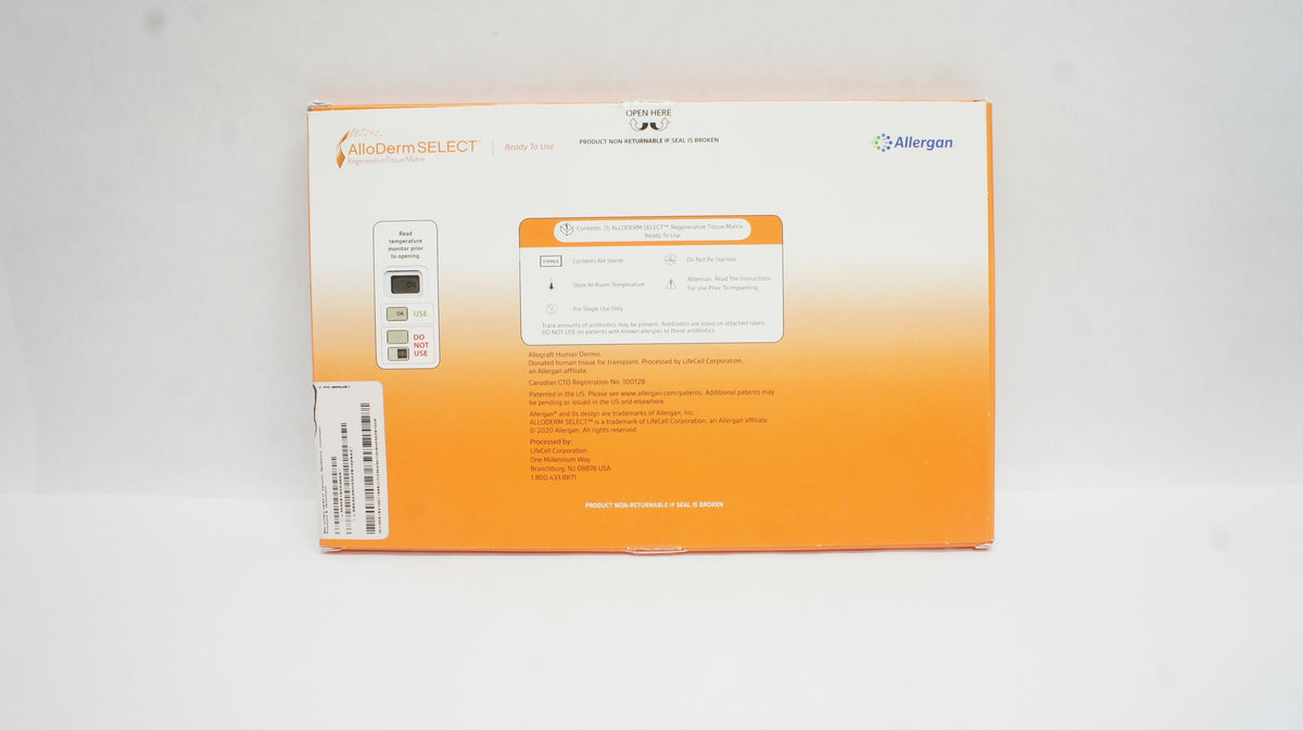 Allergan 152048 Alloderm Select Regenerative Tissue Matrix Thick 4cm x ...