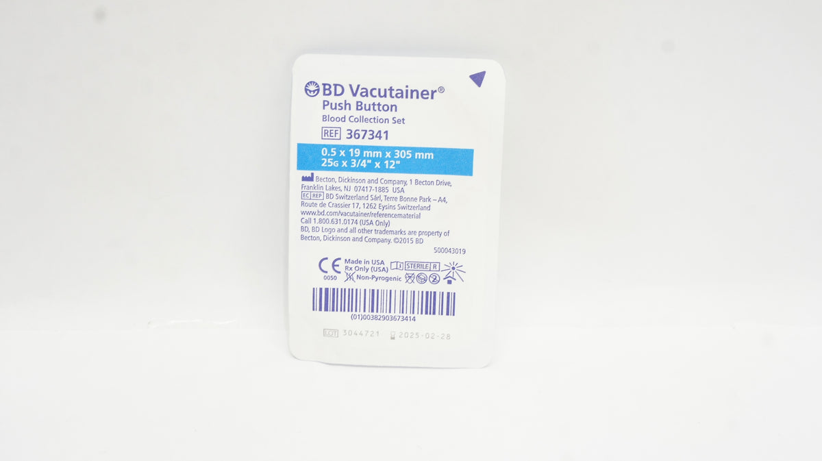 BD 367341 Vacutainer Push Button Blood Collection Set 25G x 3/4inch x ...