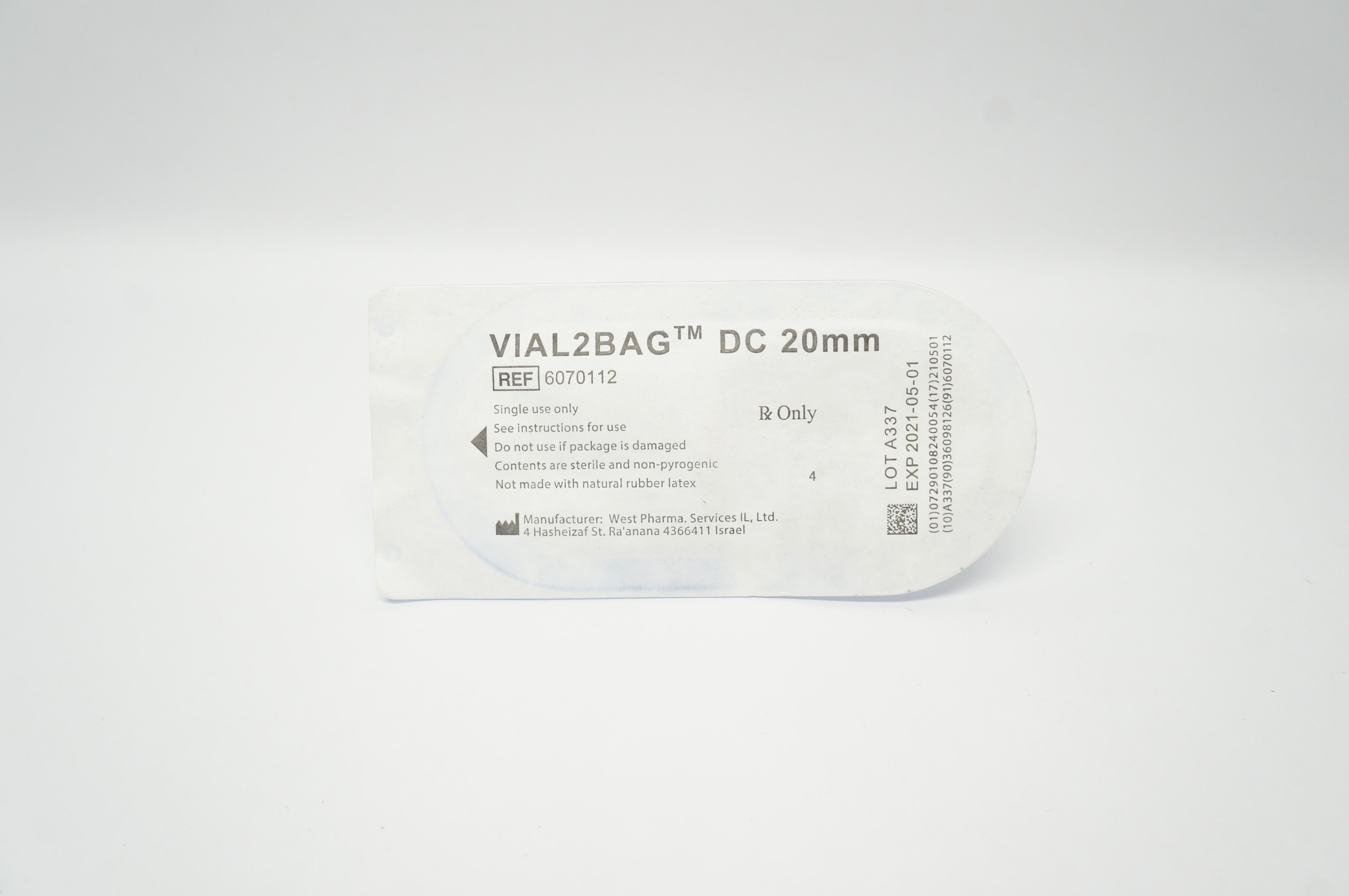 West Pharma 6070112 VIAL2BAG DC 20mm (x)