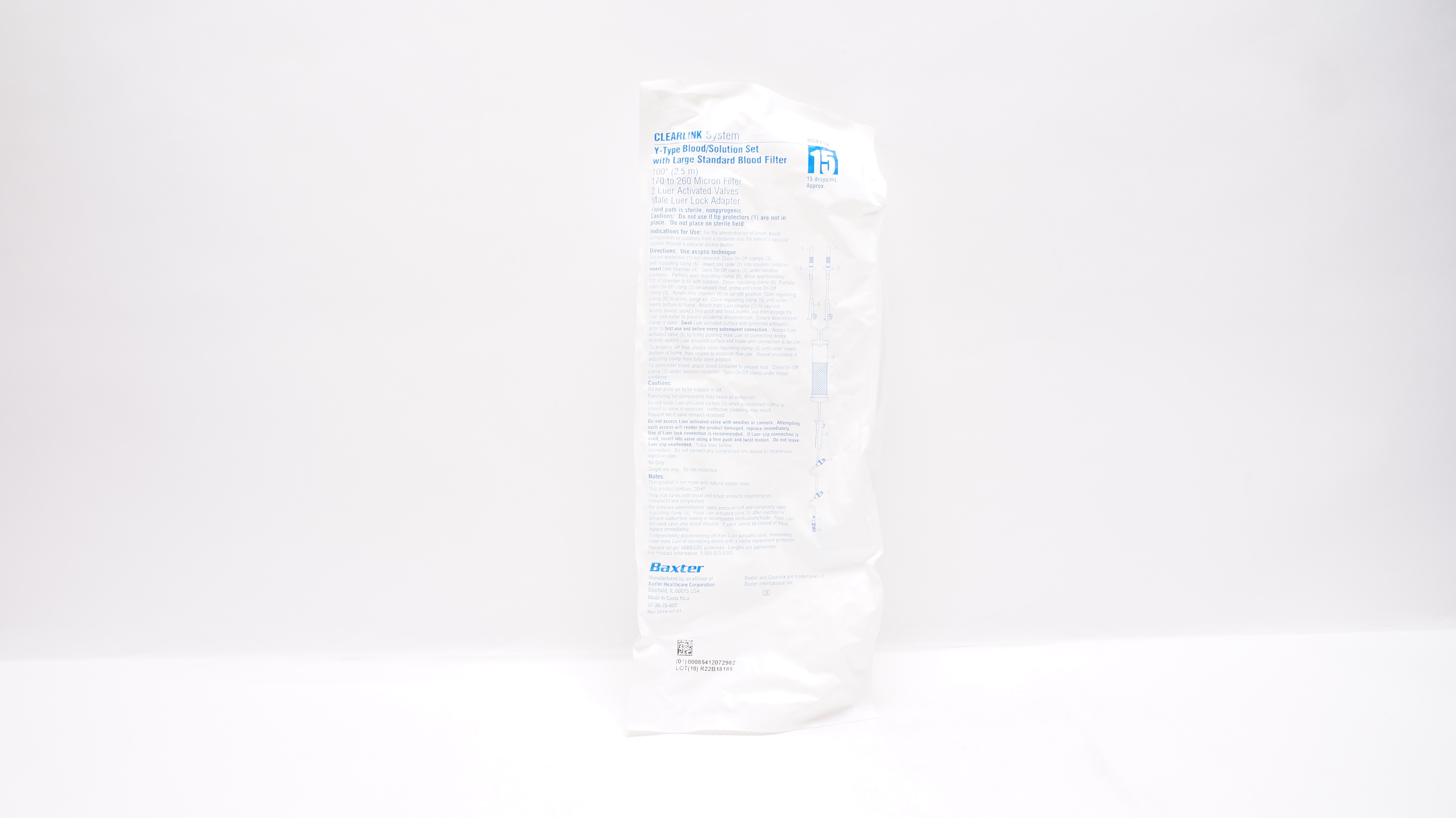 Baxter 4C8714 CLEARLINK Y-Type Blood/Solution Set w/Filter 100inch ...