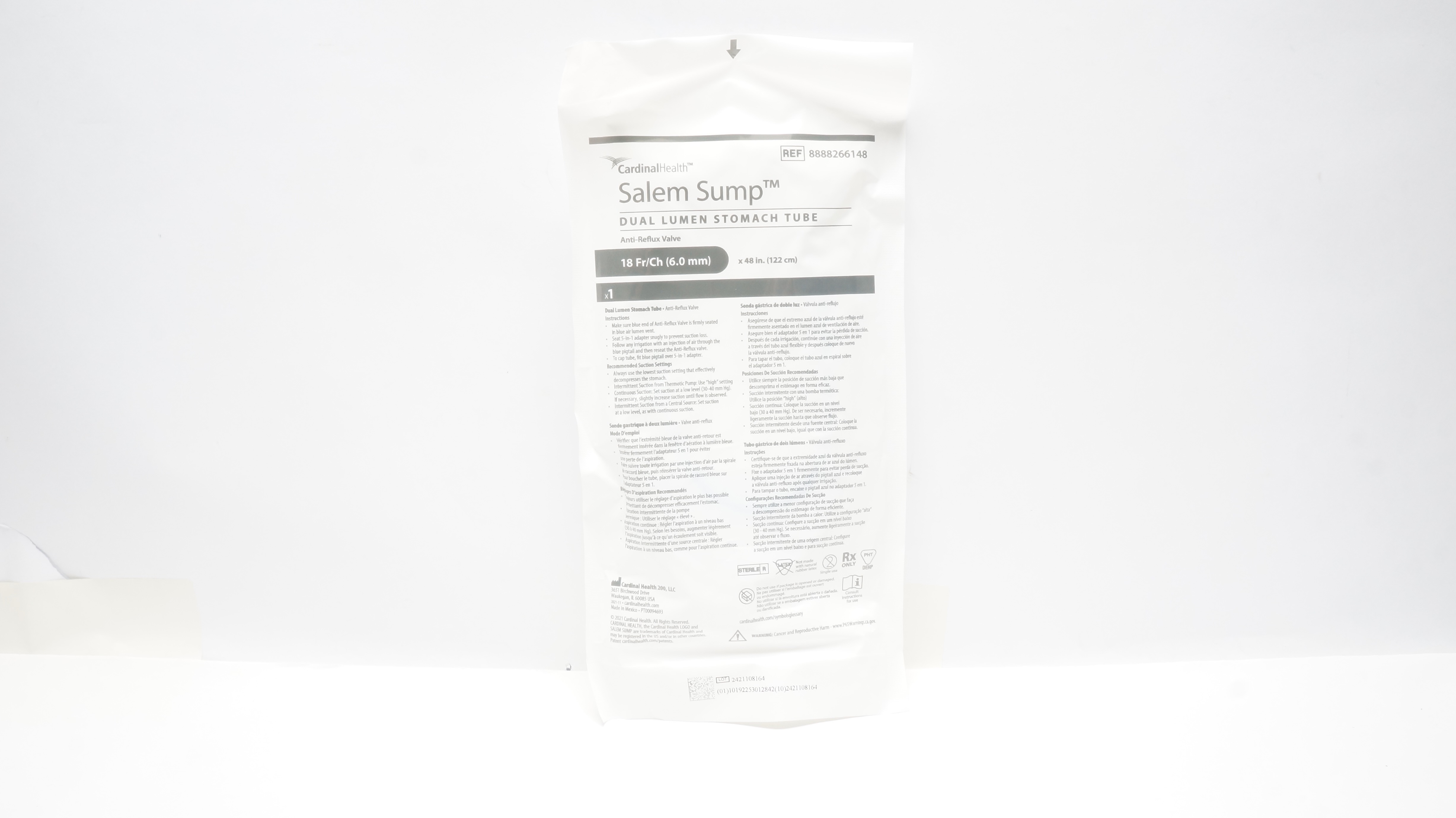 Cardinal Health 8888266148 Salem Sump Dual Lumen Stomach Tube 18Fr/Ch x ...