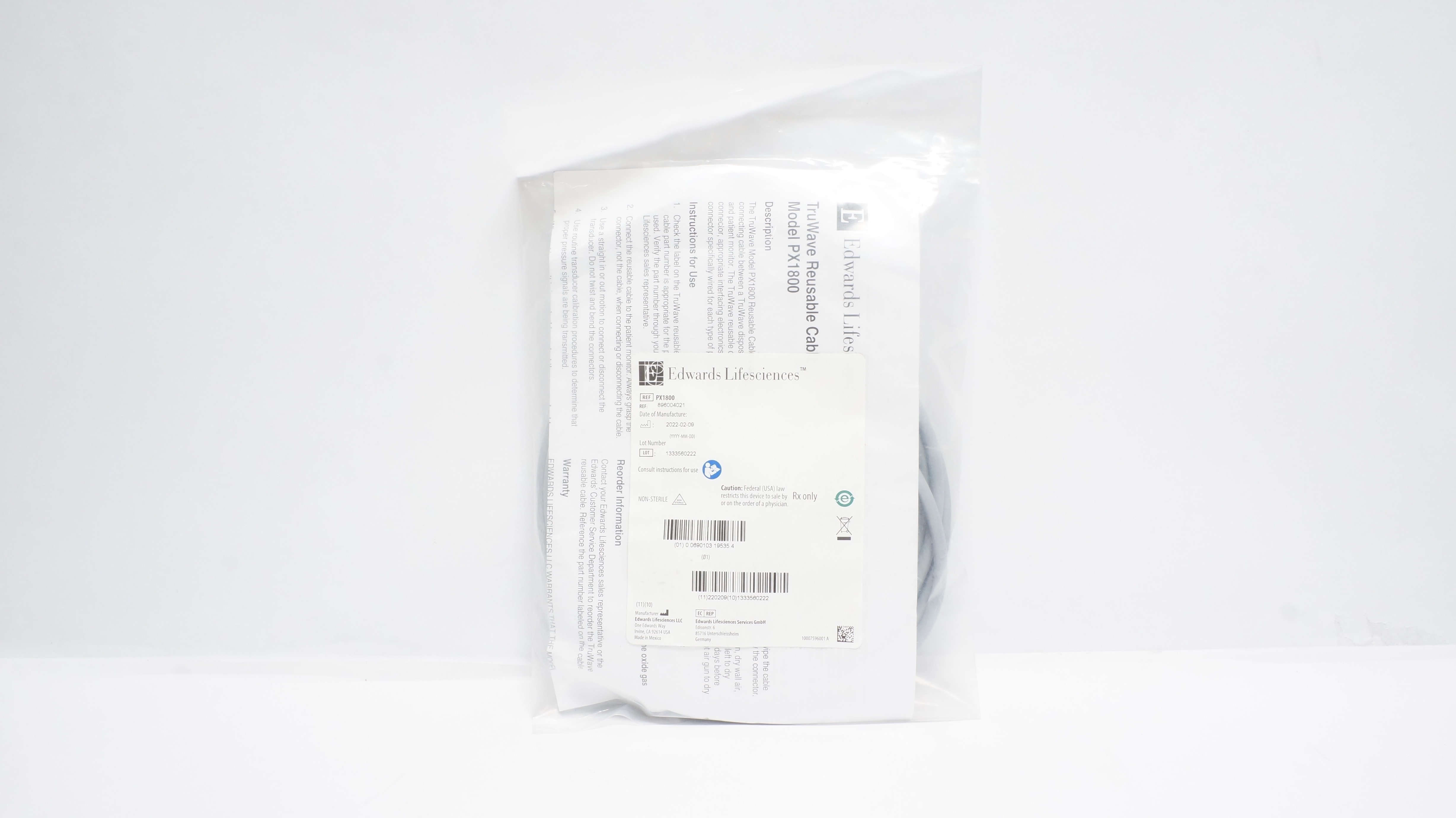 Edwards Lifesciences PX1800 TruWave Reusable Cable