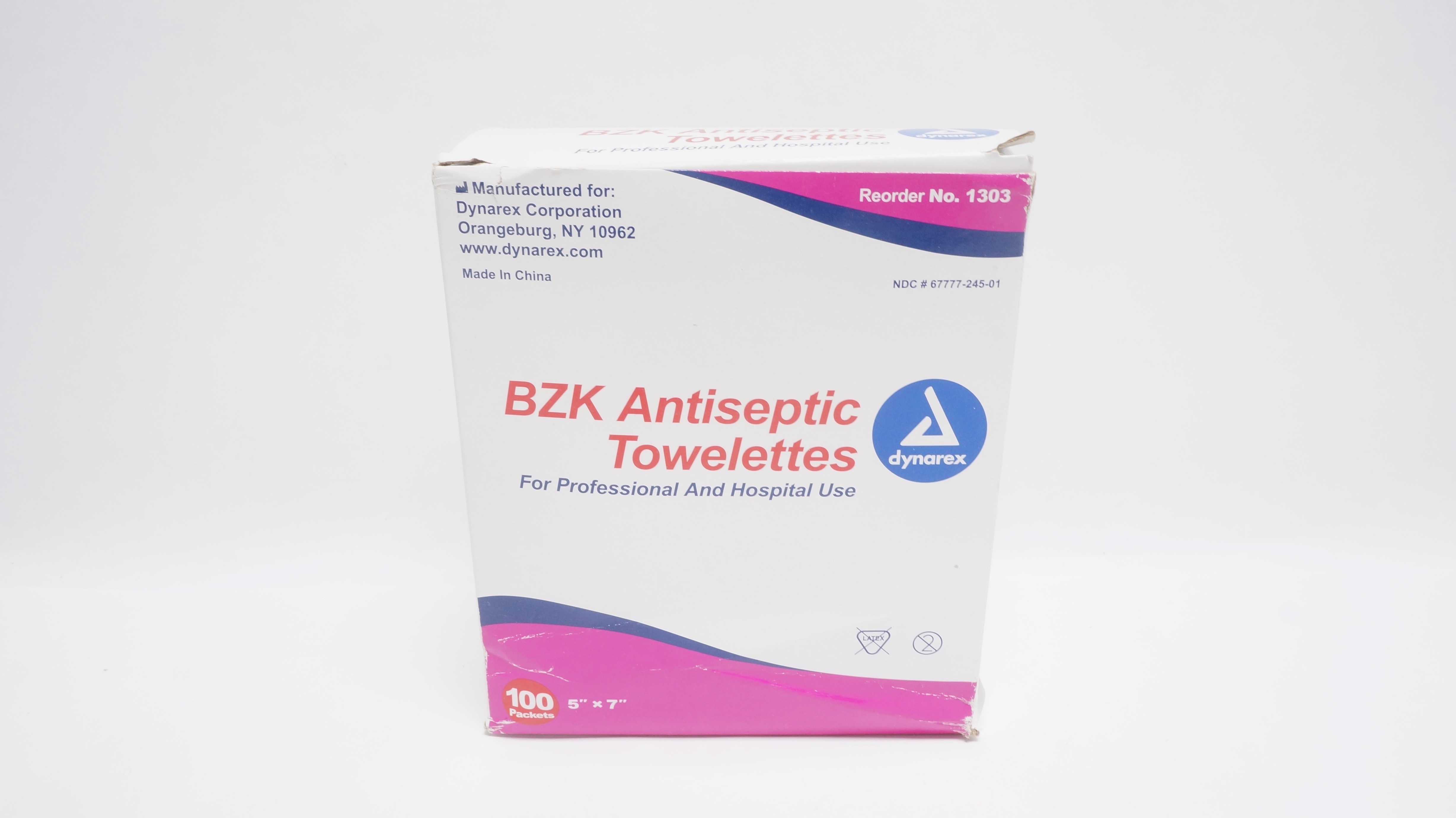 Dynarex 1303 BZK Antiseptic Towelettes 5In x 7In - Box of 100