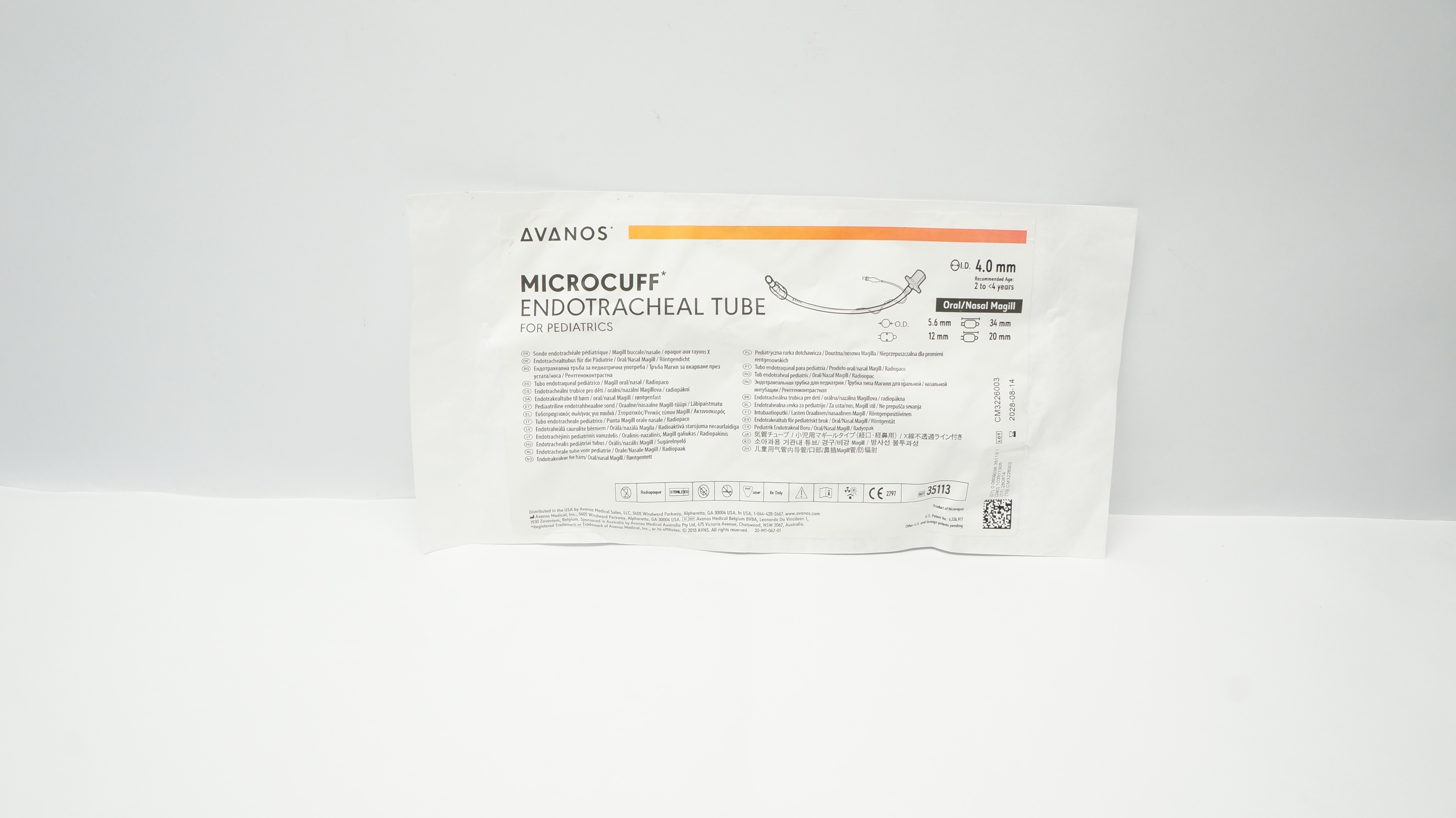 Avanos 35113 Microcuff Endotracheal Tube For Pediatrics 5.6 OD x 4.0 ID ...